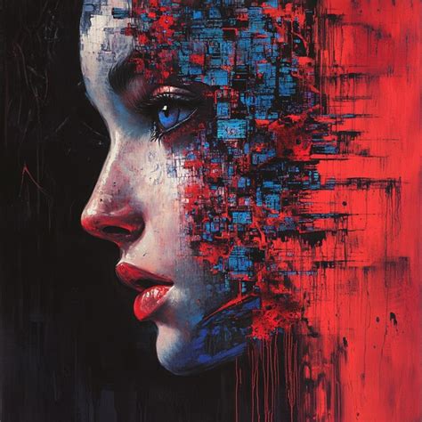 Womans Face Transformed Into A Digital Matrix Premium Ai Generated Image