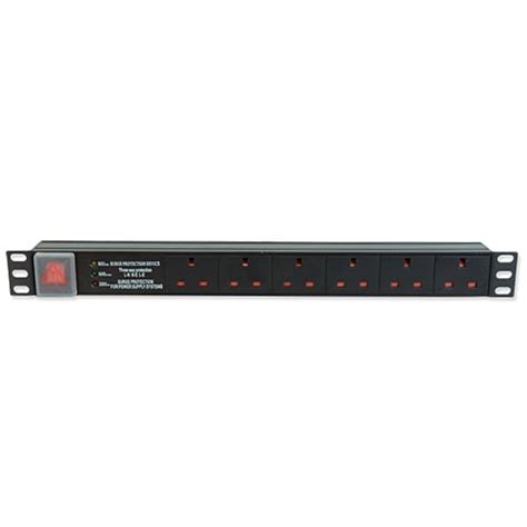 LMS Data Way U Inch Horizontal Rackmount PDU W Surge Protection UK Outlets UK Plug PDU