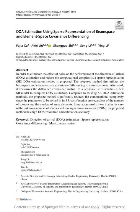 Doa Estimation Using Sparse Representation Of Beamspace And Element Space Covariance