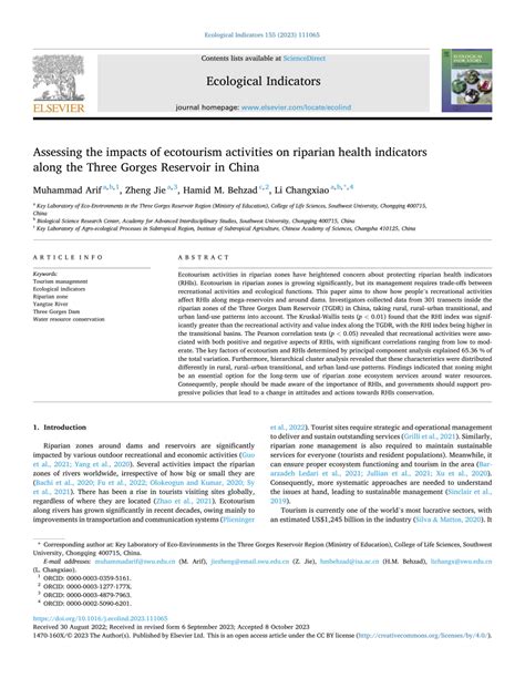 PDF Assessing The Impacts Of Ecotourism Activities On Riparian Health Indicators Along The