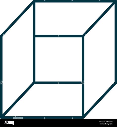 3d Cube Line Style Icon Design Geometric Shape Theme Vector Illustration Stock Vector Image