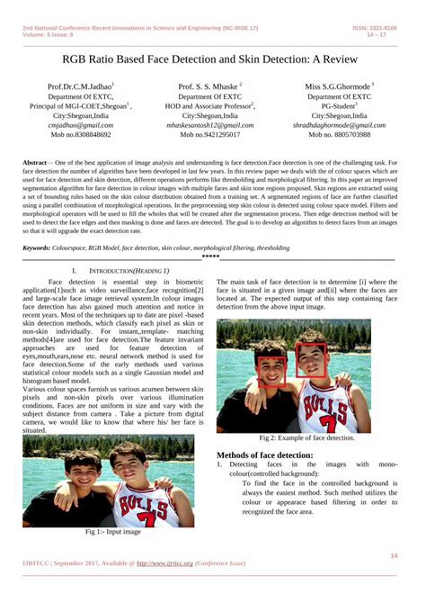 Pdf Rgb Ratio Based Face Detection And Skin Detection A …entc · 2nd National Conference