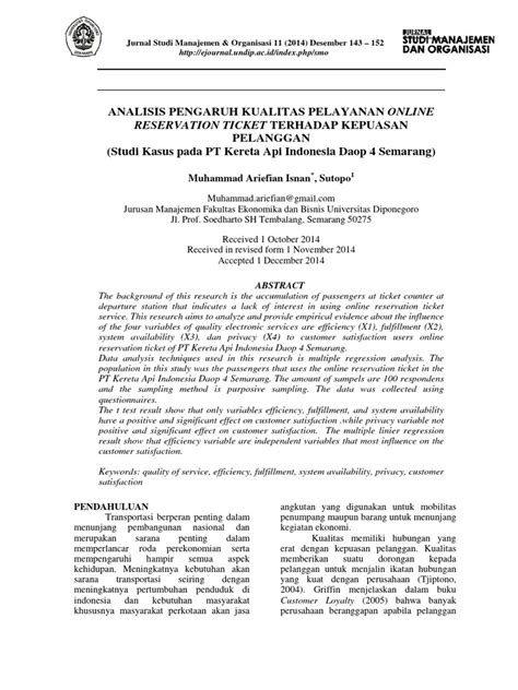 Id Analisis Pengaruh Kualitas Pelayanan Onle Pdf Coefficient Of Determination Statistical