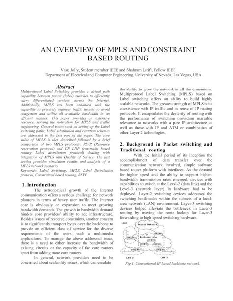 Pdf An Overview Of Mpls And Constraint Based Routing · Tunneled