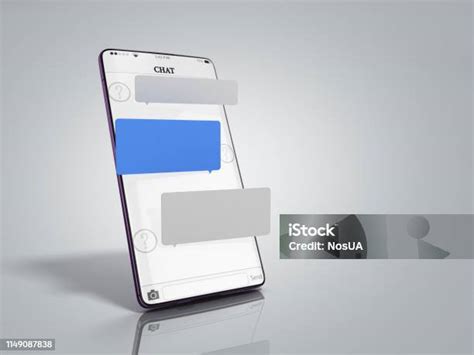 스마트 폰의 스마트폰 채팅 창에서 채팅 메시지 빈 메시지 필드는 제리 그라데이션에 3d 렌더링 화면 위에 걸려 챗봇에 대한 스톡