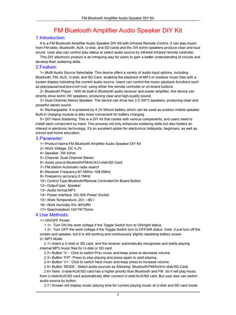 Fm Bluetooth Speaker Pdf Remote Control Frequency Modulation