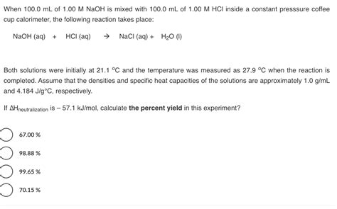 Solved When 100 0 Ml Of 1 00mnaoh Is Mixed With 100 0 Ml Of