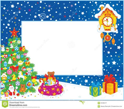 Граница с рождественской елкой и подарками Иллюстрация штока иллюстрации насчитывающей рамка