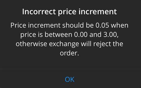 Incorrect Price Increment Solution Rwebull