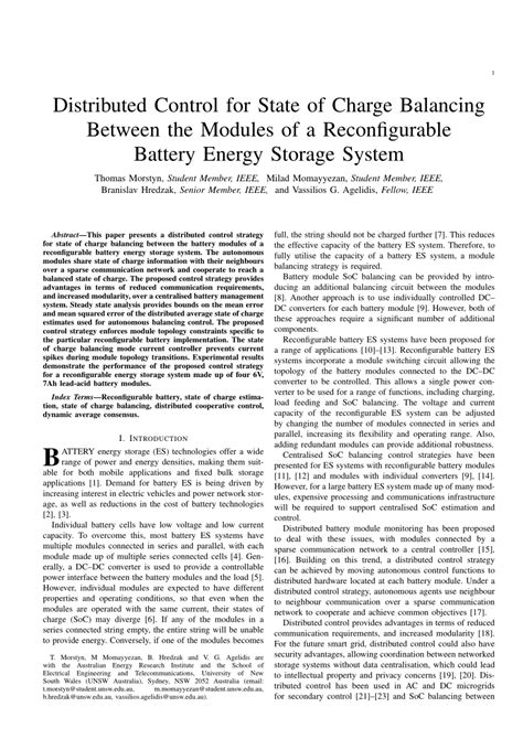 Pdf Distributed Control For State Of Charge Balancing Between The Modules Of A Reconfigurable