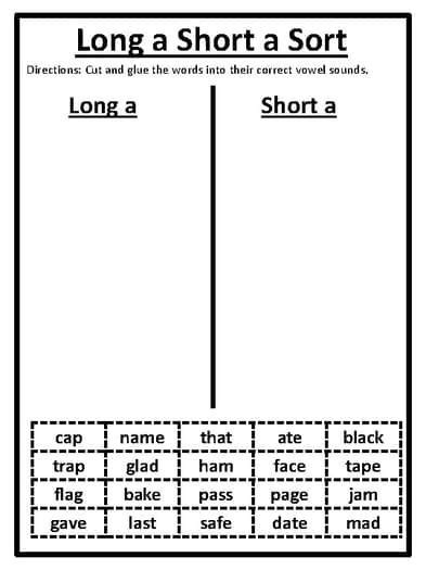 long a short a sort short a long a sort a e sort a e activities short a activity short vowel