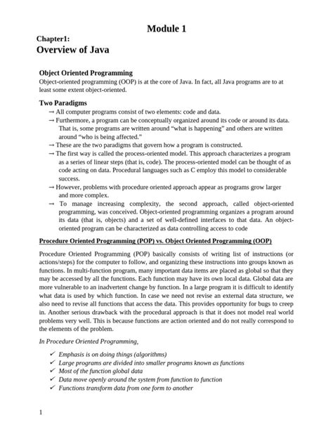 Module 1chapter 1 An Overview Of Java Notes 1 Pdf Class