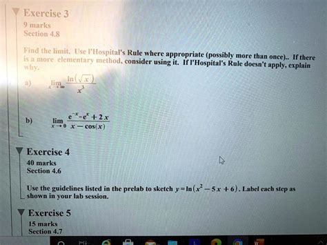 solved exercise 3 9 marks section 4 8 find the limit use [hospital