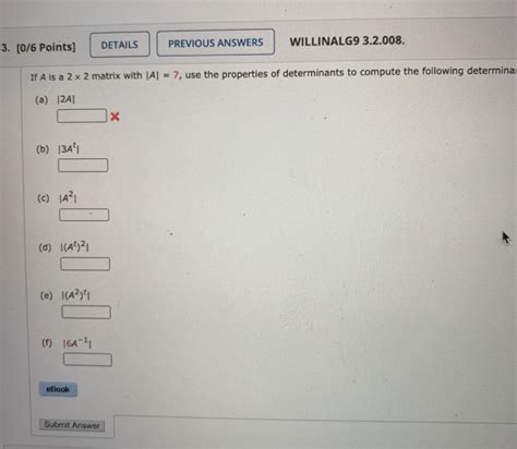 Solved 3 [0 6 Points Details Previous Answers Willinalg9