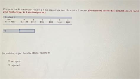 Solved Compute The Pi Statistic For Project Z If The