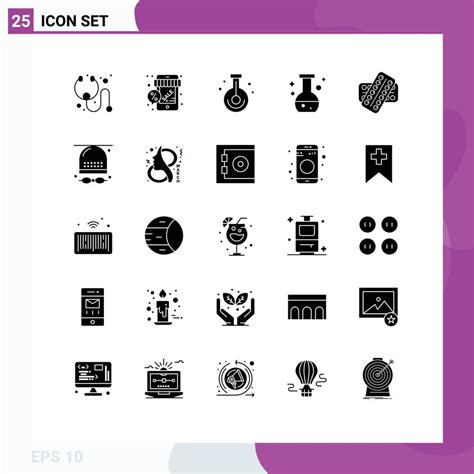 Pack Of 25 Creative Solid Glyphs Of Medicine Lab Beaker Flask Science