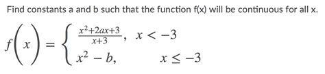 Solved Find Constants A And B Such That The Function Fx