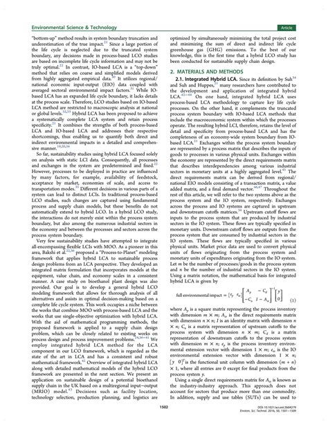 Solution Integrating Hybrid Life Cycle Assessment With Multiobjective Optimization A Modeling