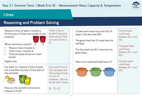 litres reasoning and problem solving maths year 2