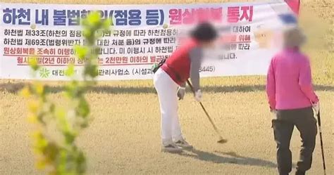 공원 잔디밭에 구멍 뚫고 ‘골프 연습하는 어르신들 단속에도 칠 데 없는데 어떡하냐” 영상