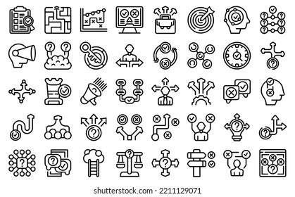 Making Decisions Icons Set Outline Vector Stock Vector Royalty Free