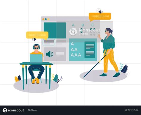 Blind People Use Screen Reader Illustration Free Download People Illustrations Iconscout