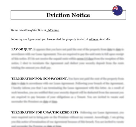 Eviction Notice Letter In Australia Download Word Template Doc