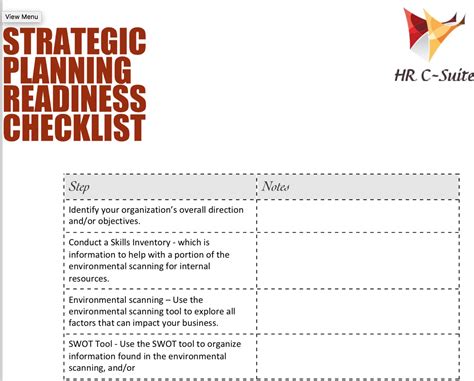 Template For Strategic Planning Session