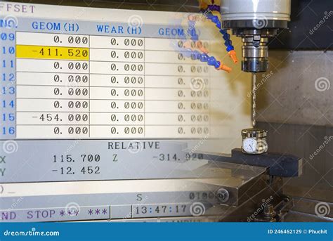 The Abstract Scene The Tool Length Measurement And Tool Length Offset Table Monitor Of Cnc