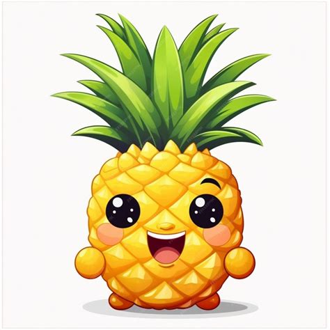 Premium Ai Image Cartoon Pineapple With A Happy Face And Eyes