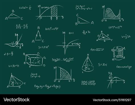 Chalk Set Of Mathematical Figures Functions Vector Image