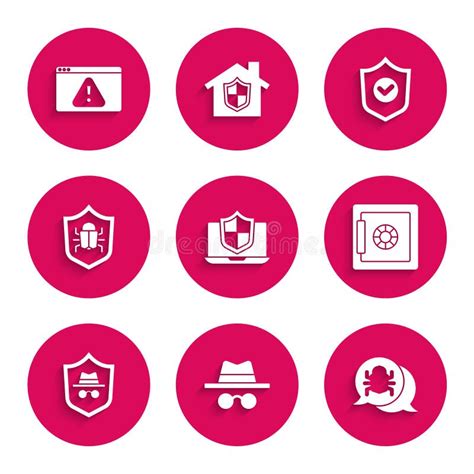 Set Laptop Protected With Shield Incognito Mode System Bug Safe Shield Check Mark And