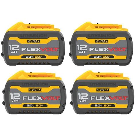 Dewalt 20v60v Max Flexvolt Lithium Ion 120ah Battery 4 Pack Dcb612