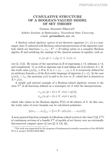 pdf cumulative structure of a boolean valued model of set theory