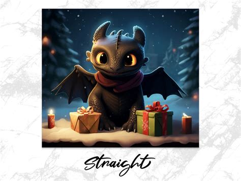 Cute Toothless Christmas Tumbler Wrap Png 20oz Skinny Sublimation