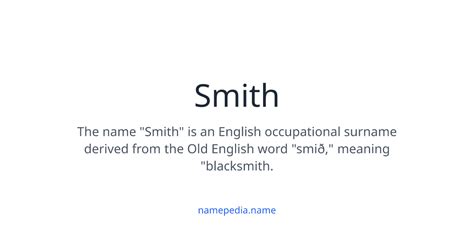 Smith Meaning Nicknames Origins And More Namepedia