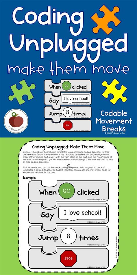 Coding Coding Unplugged Movement Cards Block Coding Movement