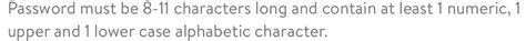 Password Must Be 8 11 Characters Long And Contain At Least 1 Numeric 1