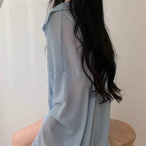 슈가파우더 [단독특가and컬러 ] 핵 여리핏 시스루 카라 롱셔츠 6col