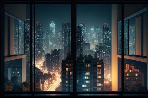 Premium Photo View From The Window Busy City Background