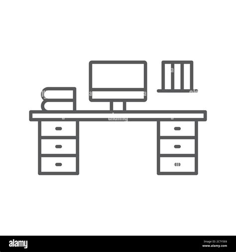 Office Workspace Desk Vector Icon Symbol Workspace Isolated On White