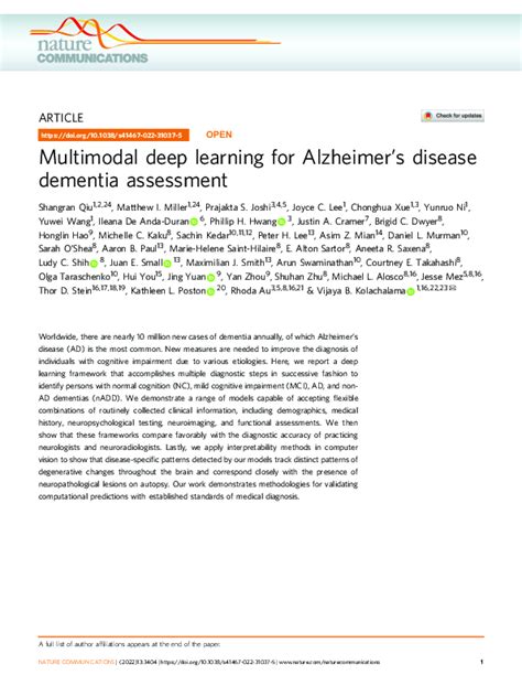 Pdf Multimodal Deep Learning For Alzheimers Disease Dementia Assessment