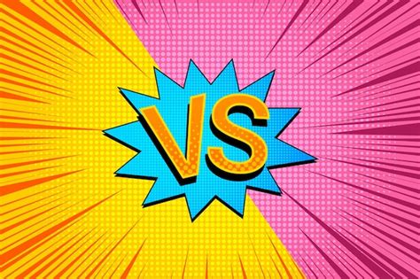 Vs 표현 블루 연설 거품 하프 톤 및 광선 효과와 밝은 결투 및 싸움 배경 프리미엄 벡터