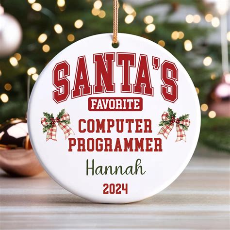 Computer Programmer Personalized Christmas Ornament Custom Santas