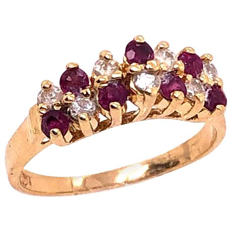14 Karat Yellow Gold Ruby And Diamond Contemporary Ring For Sale At 1stdibs
