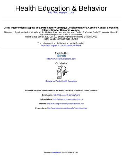 Pdf Using Intervention Mapping As A Participatory Strategy Development Of A Cervical Cancer Pdf Using Intervention Mapping As A Participatory Strategy Development Of A Cervical Cancer