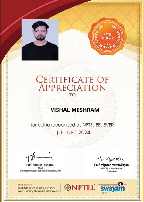 Vishal Meshram On Linkedin Achievement Nptel Continuouslearning