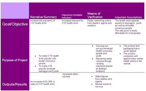 Example Of A Logframe Matrix Explanation And Free Download