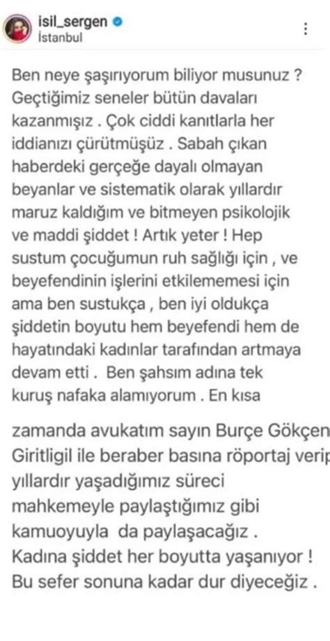 Burak Sergenden Eski Eşi Işıl Sergene Nafaka Azaltma Davası Açınca