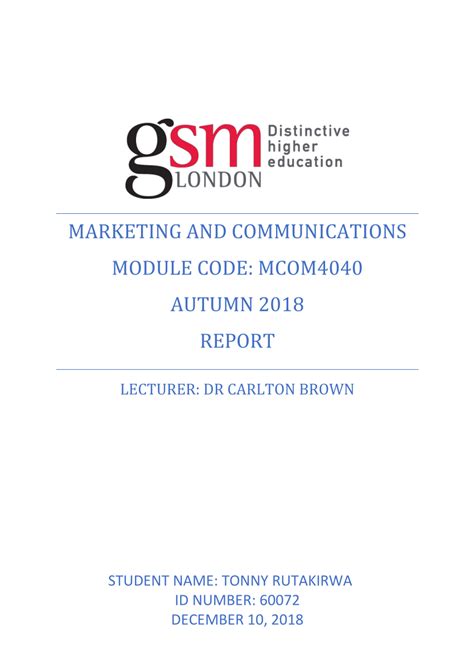 Pdf Marketing And Communications Report